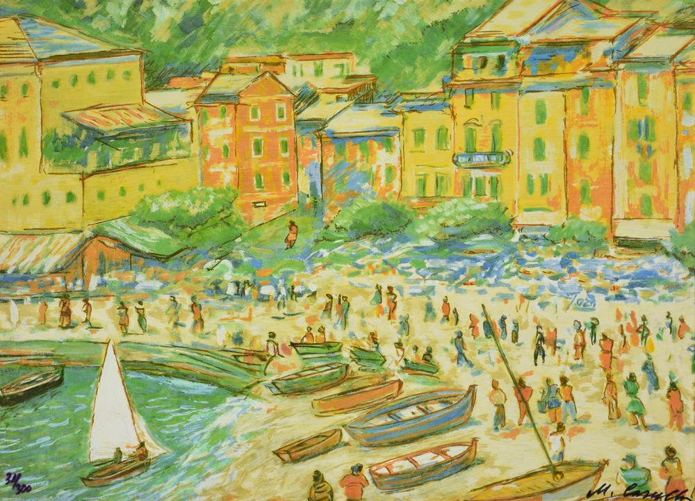 Cascella Michele, Portofino vivace serigrafia e litografia su tela a 34... | Livebid | ArsValue.com