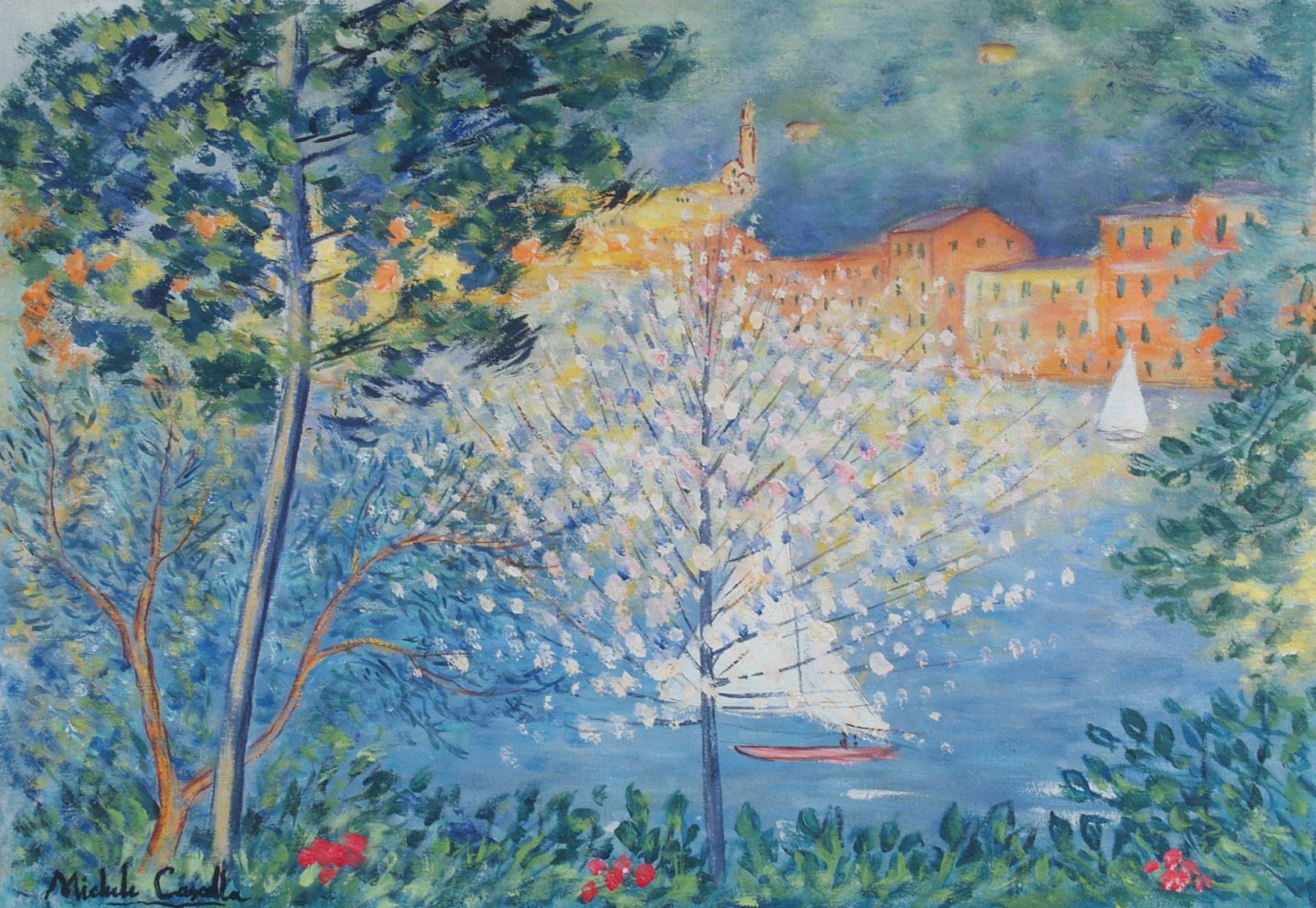 CASCELLA MICHELE (Ortona 1892 - Milano 1989) "Portofino" '80 Olio su tela cm.... | PACE ...