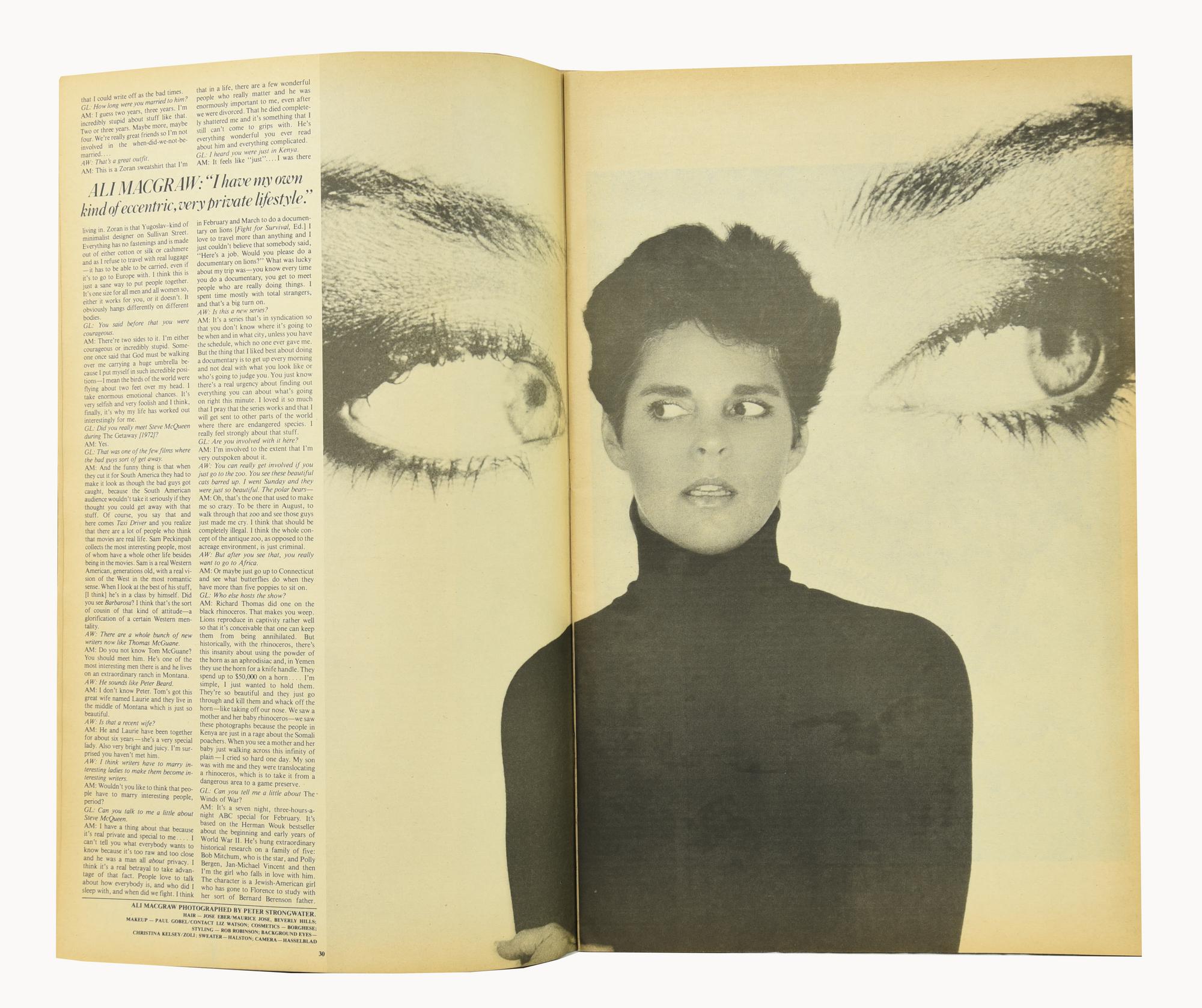 Andy Warhol (1928 - 1987) INTERVIEW, ALI MACGRAW pennafeltro su copertina... | Itineris Casa d ...