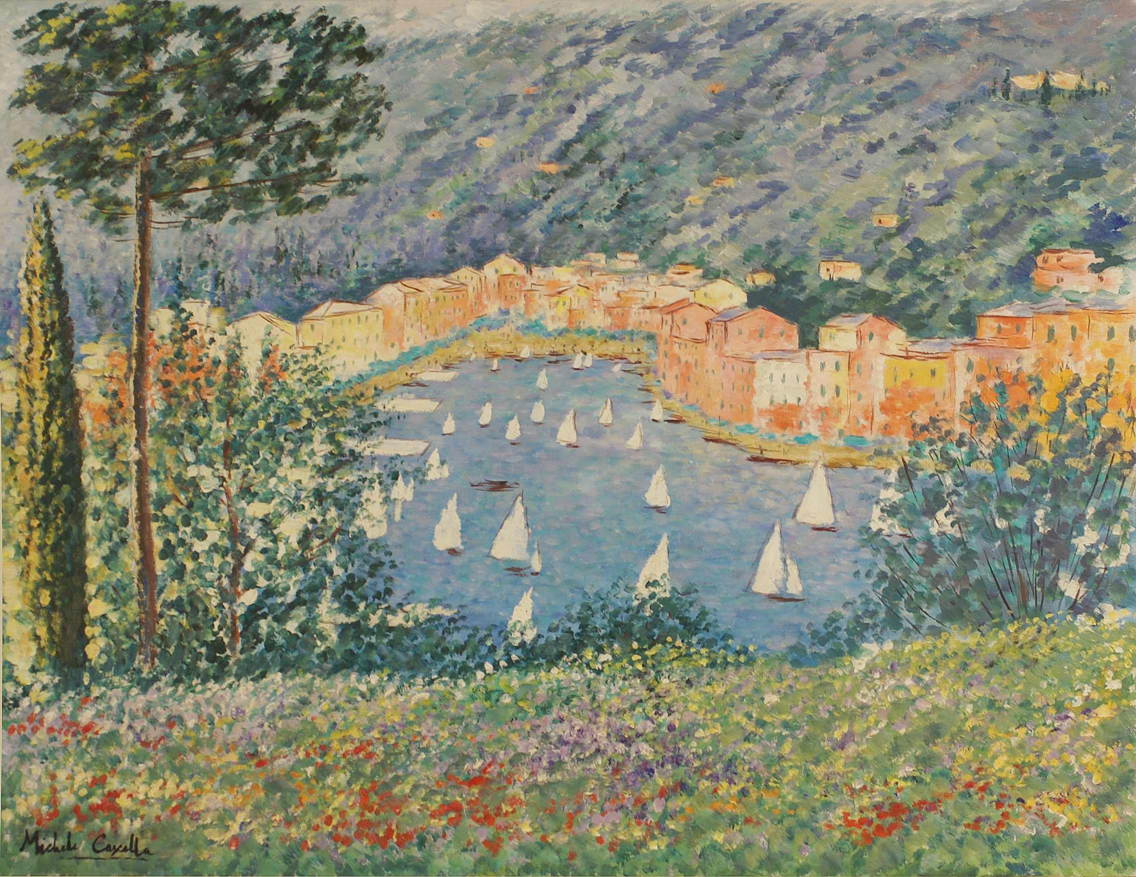 MICHELE CASCELLA Ortona 1892 - Milano 1989 Veduta di Portofino, olio su tela,... | Colasanti ...