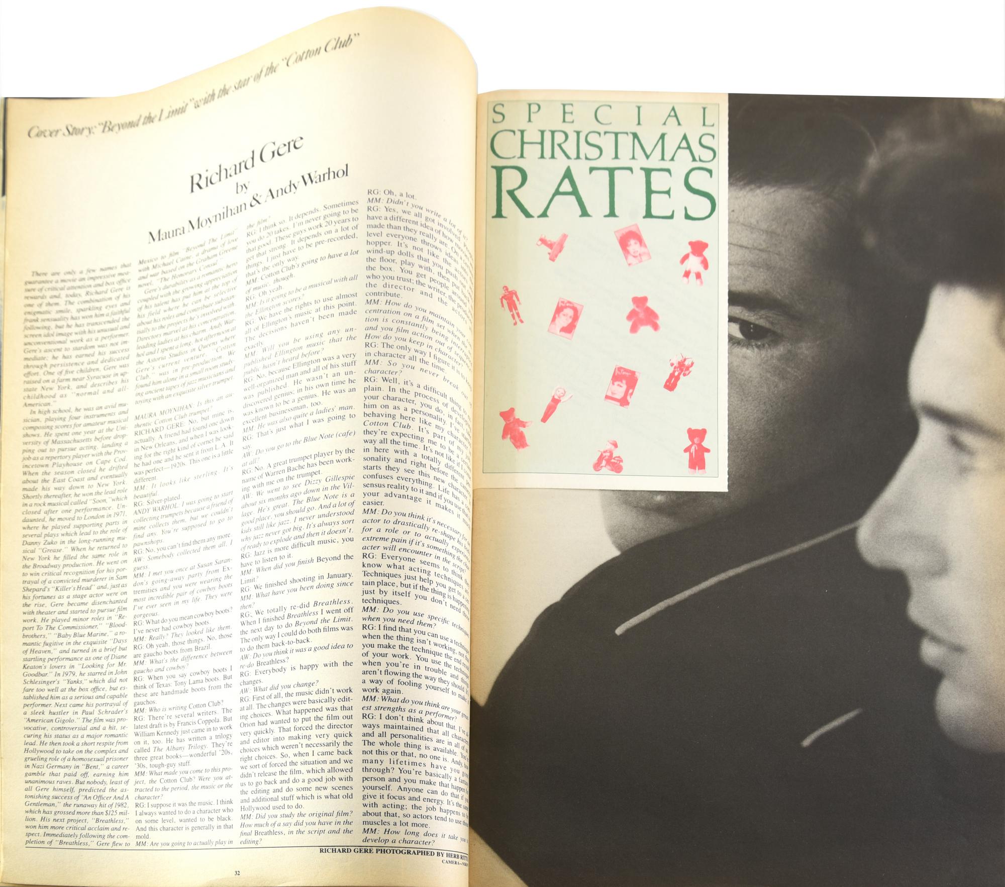 Andy Warhol INTERVIEW. RICHARD GERE pennafeltro su copertina della rivista,... | ITINERIS CASA D ...