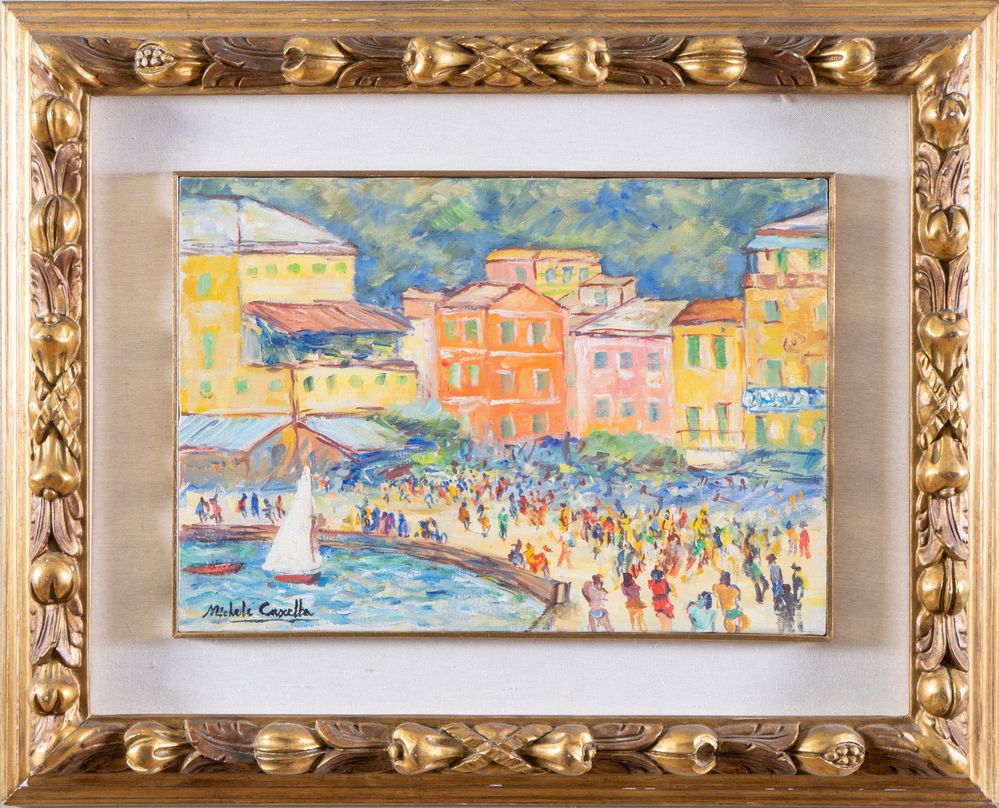 MICHELE CASCELLA (Ortona 1892 - Milano 1989) "Portofino". Olio su tela. Cm... | Art ...