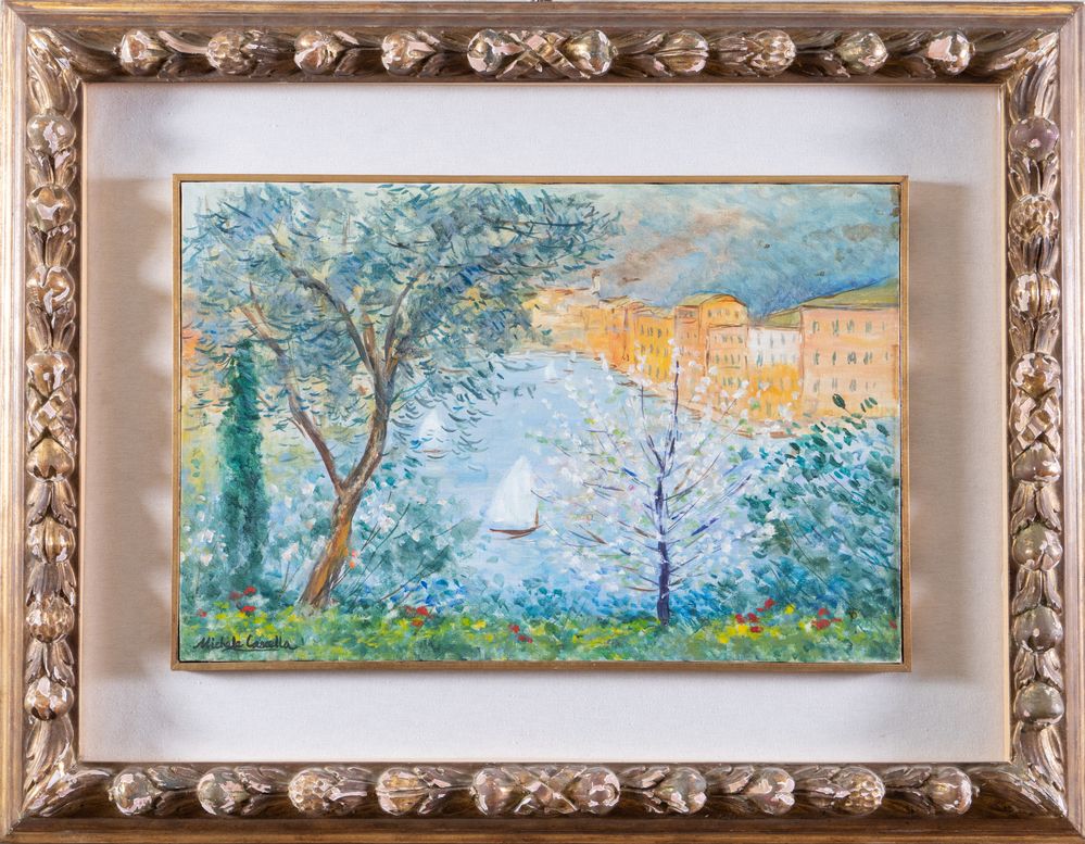 MICHELE CASCELLA (Ortona 1892 - Milano 1989) "Veduta di Portofino". Olio su... | Art ...