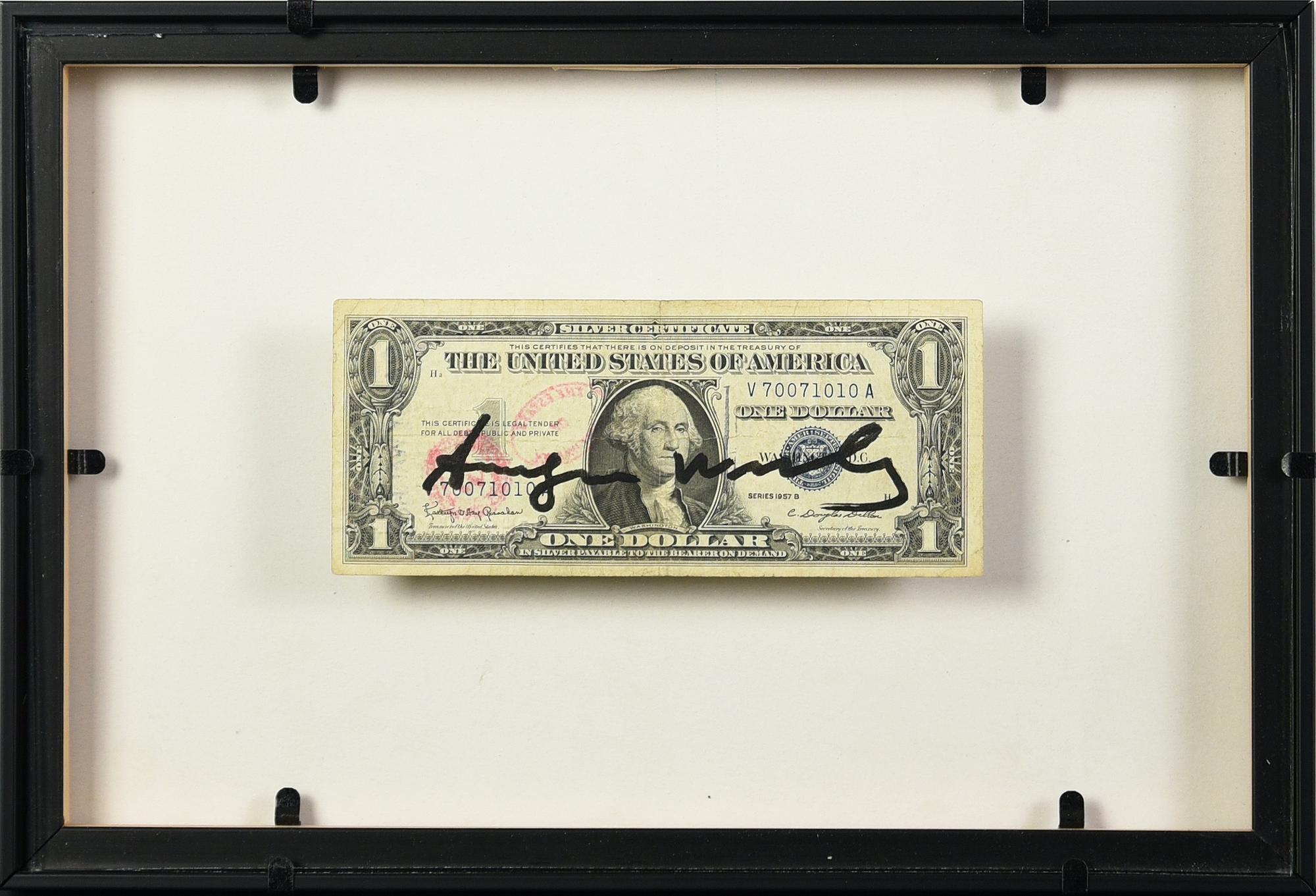 Andy Warhol (1928 - 1987) ONE DOLLAR pennafeltro su banconota, cm 6,5x15,5... | Itineris Casa d ...