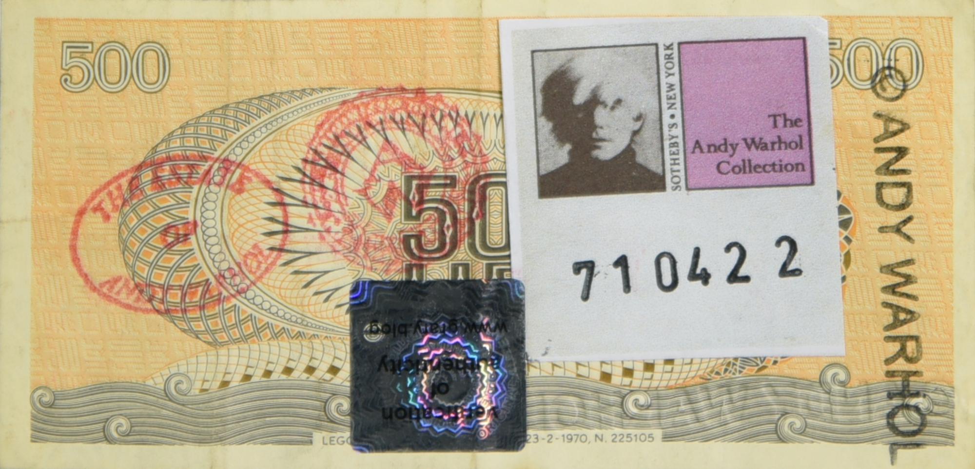 Andy Warhol (1928 - 1987) CINQUECENTO LIRE pennafeltro su banconota, cm... | Itineris Casa d ...
