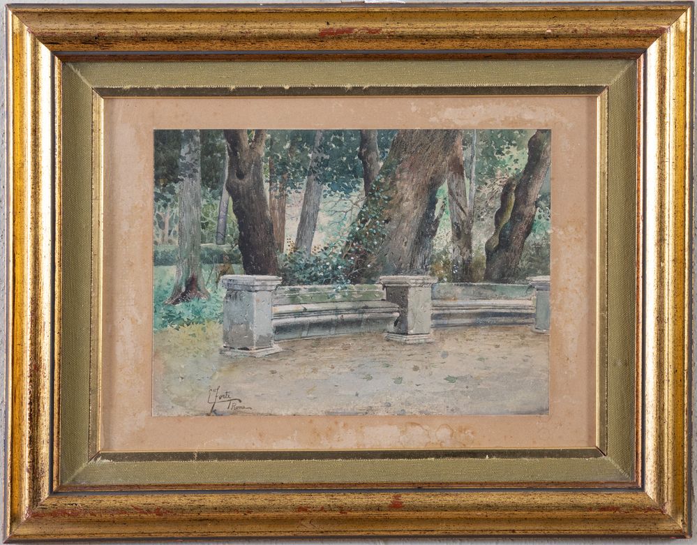 ETTORE FORTI (1850 – 1940) "Giardini". Acquarello su carta. Cm 18,5x26. Opera... | Art ...