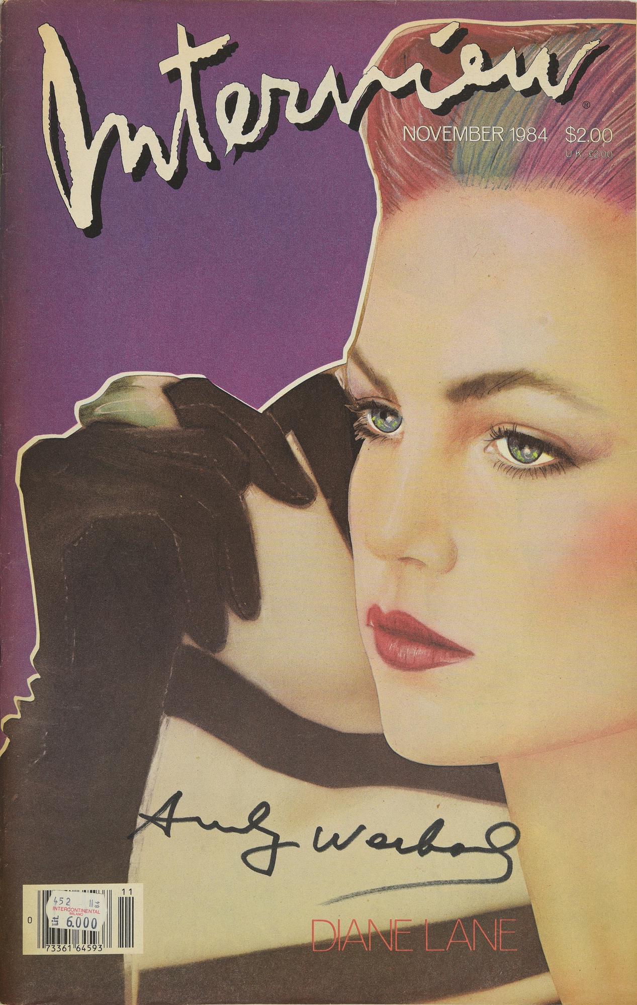 Andy Warhol INTERVIEW, DIANE LANE pennafeltro su copertina della rivista, cm... | Itineris Casa ...