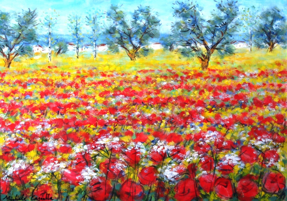 CASCELLA MICHELE (Ortona 1892 - Milano 1989) "Campo di fiori" Olio su tela... | PACE | ArsValue.com