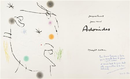 MIRÓ, Joan (1893-1983) - Jacques PRÉVERT (1900-1977) - Adonides. Parigi ...
