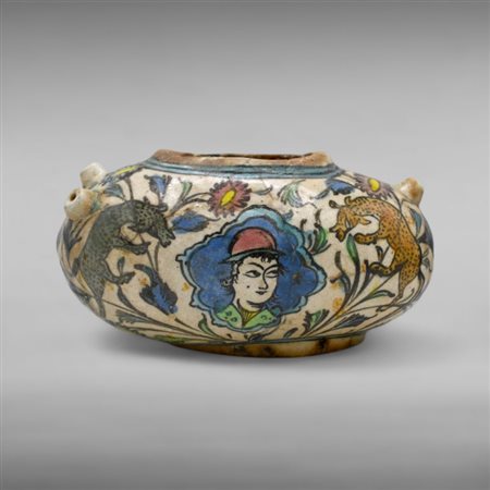 A pottery begger¿s bowl (Kashkul) Qajar Iran, 19th century Alms bowl ...
