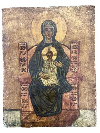 A lot consisting of a 17th century icon depicting the Anunciation with ...