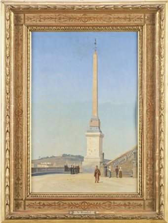 Niels Anders Bredal "L'obelisco di Trinità de' Monti" olio su tela (cm ...