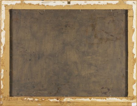 Giorgio Kienerk "Sull'aia (Famiglia)" Pavia, 1920 olio su cartone (cm ...
